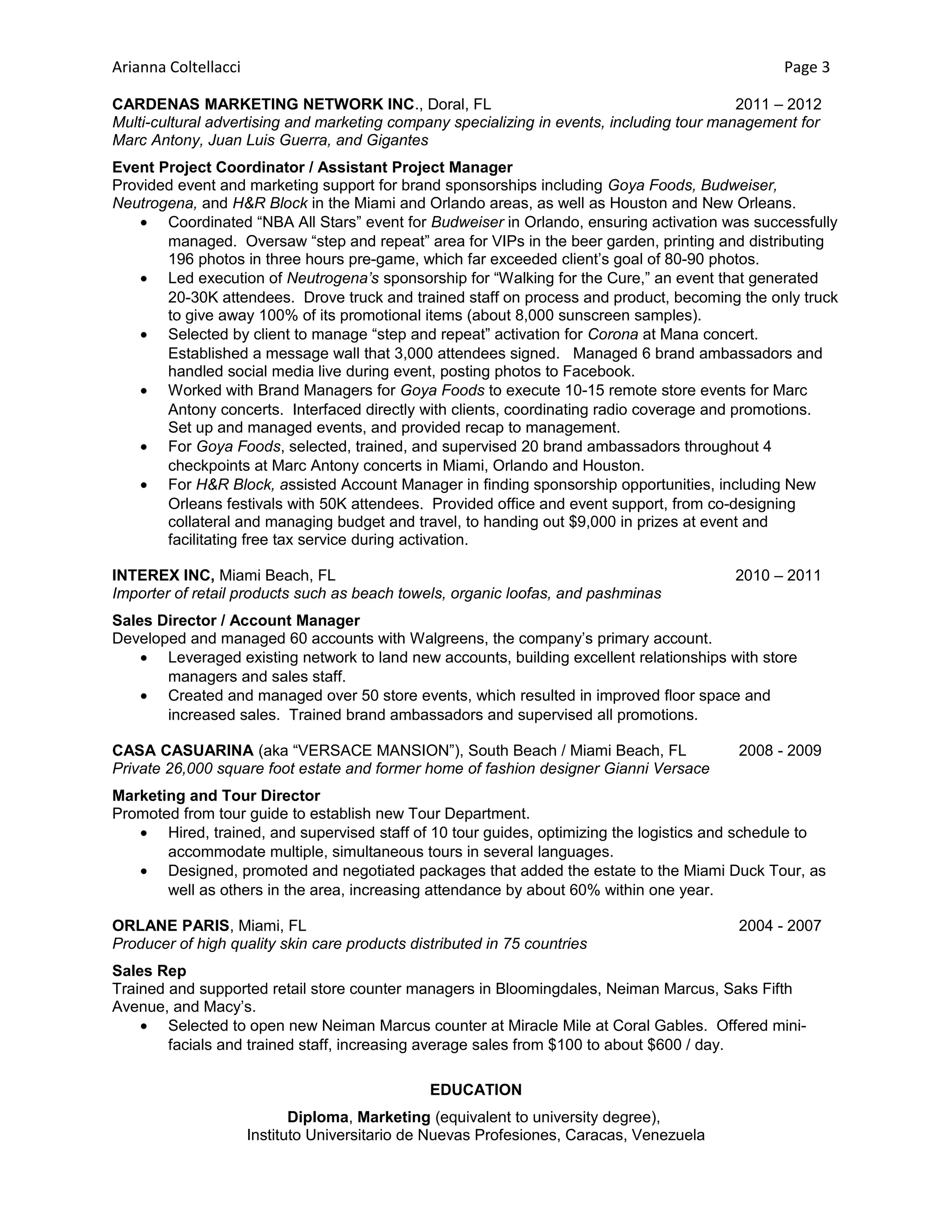 Arianna Coltellacci resume 2015 | PDF