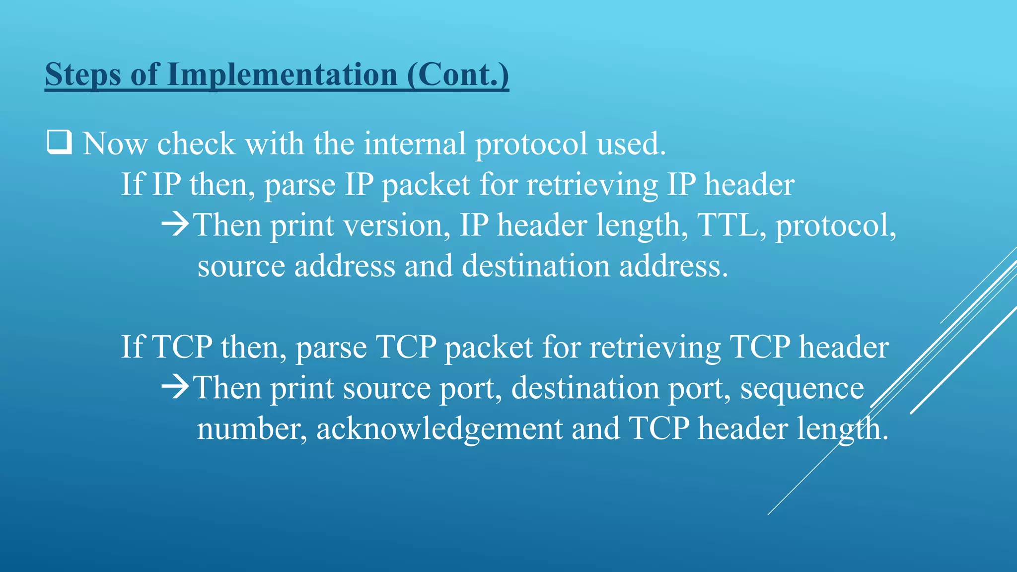 PACKET Sniffer IMPLEMENTATION | PPTX