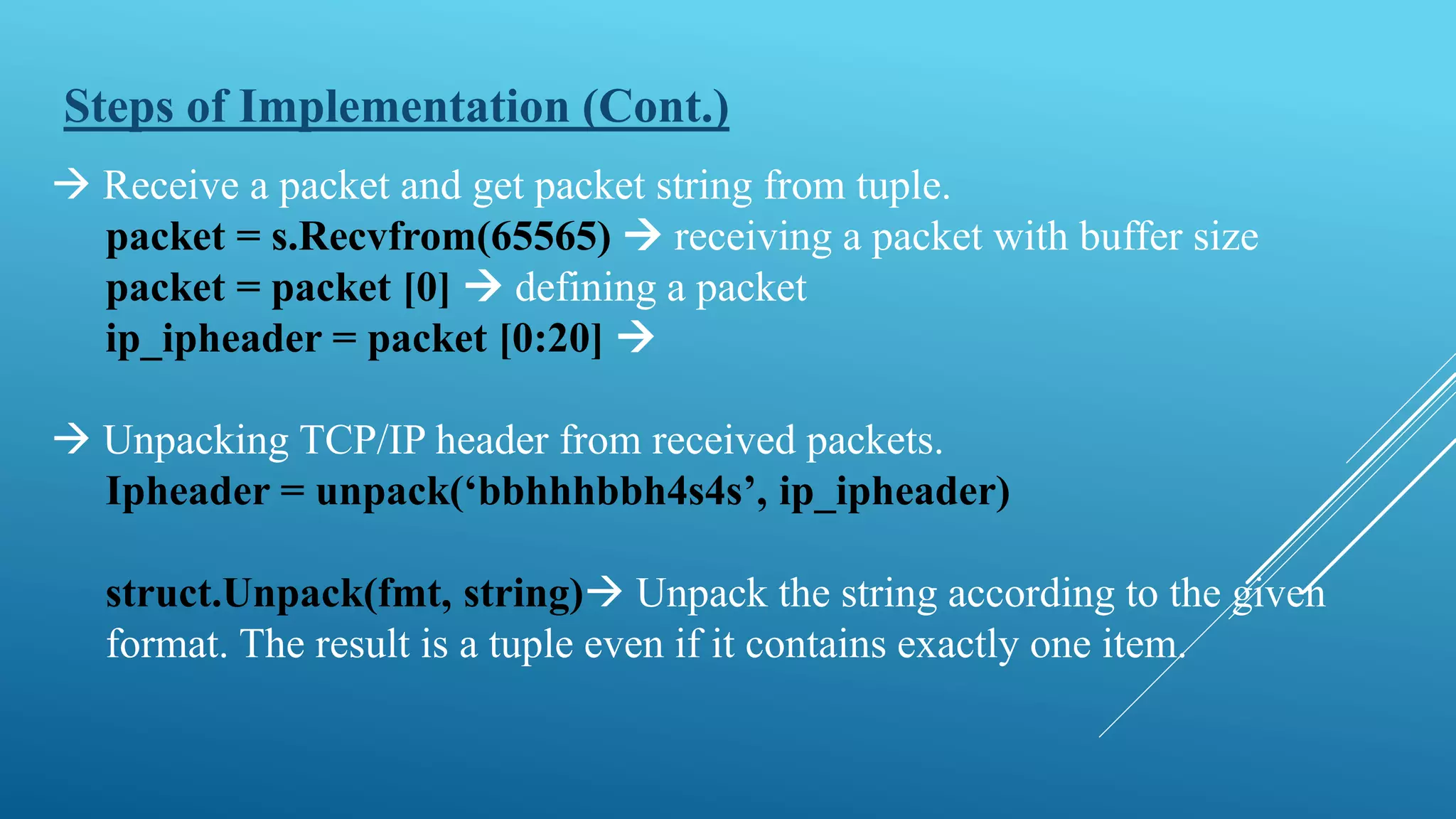 PACKET Sniffer IMPLEMENTATION | PPTX