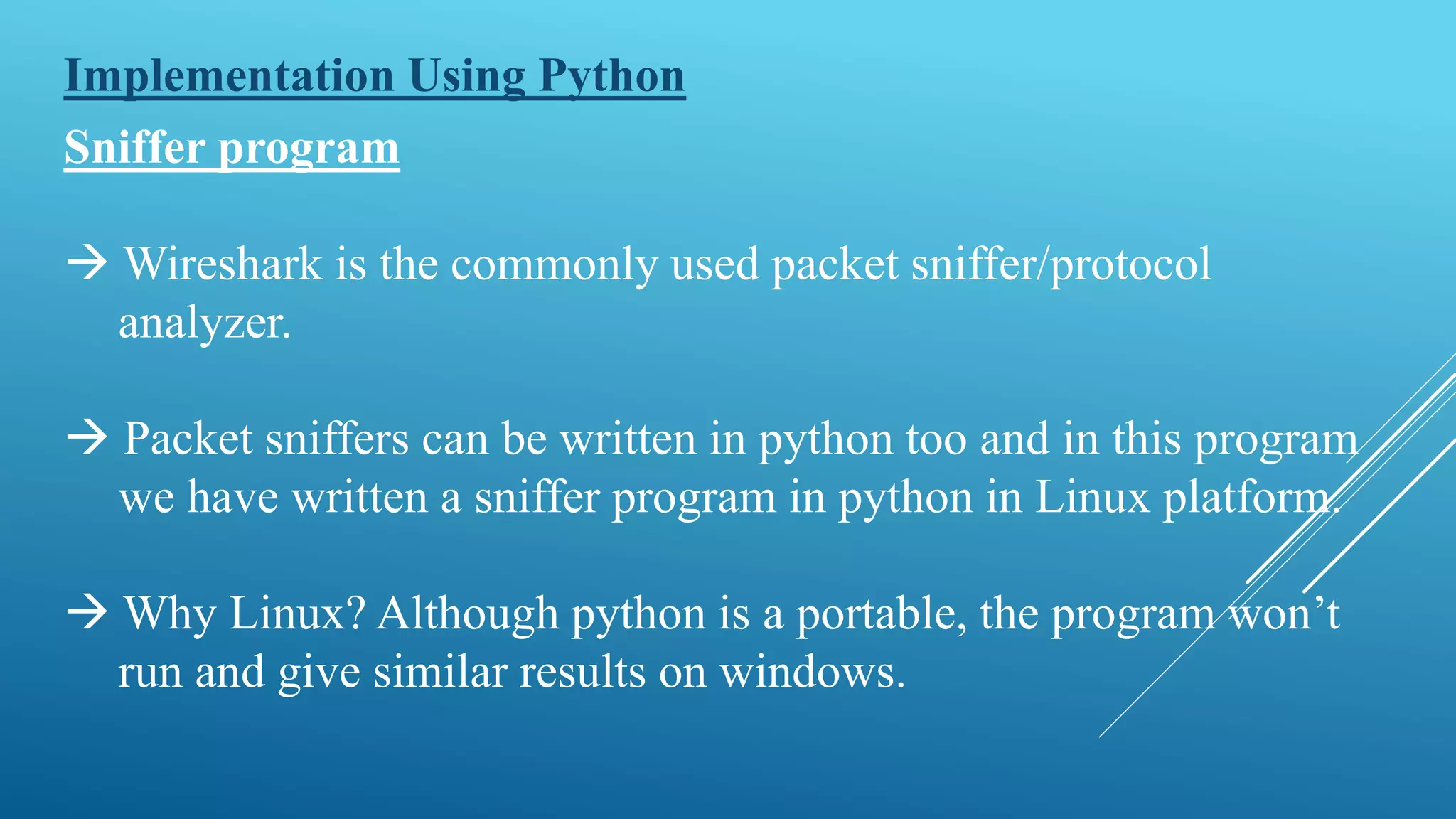 PACKET Sniffer IMPLEMENTATION | PPTX
