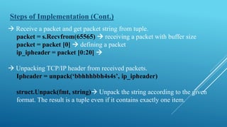 PACKET Sniffer IMPLEMENTATION | PPTX