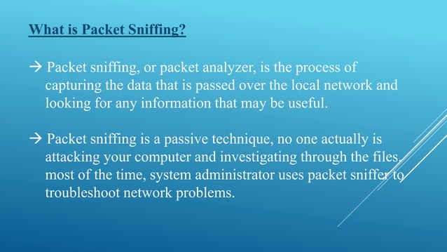 PACKET Sniffer IMPLEMENTATION | PPTX