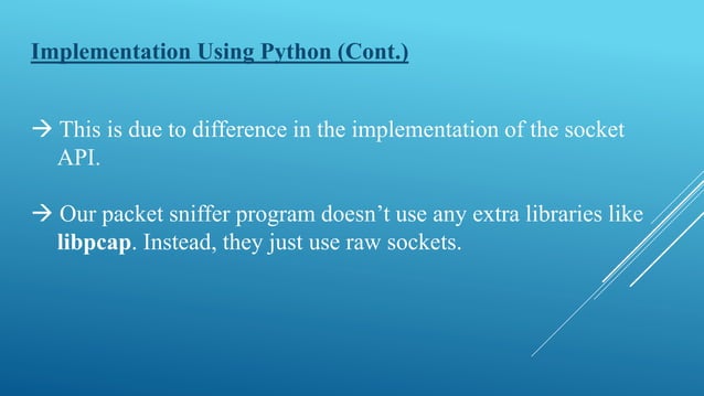 PACKET Sniffer IMPLEMENTATION | PPTX