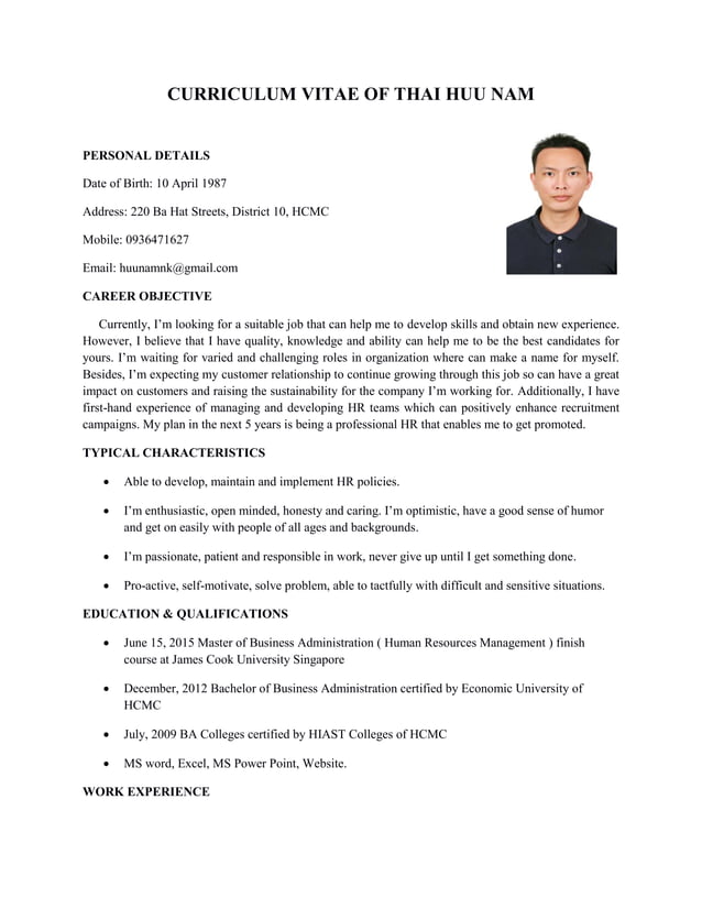Thai Huu Nam Cv | PDF