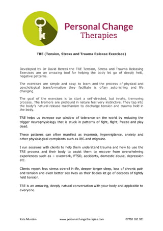 What is TRE | DOCX | Physical Therapy | Wellness