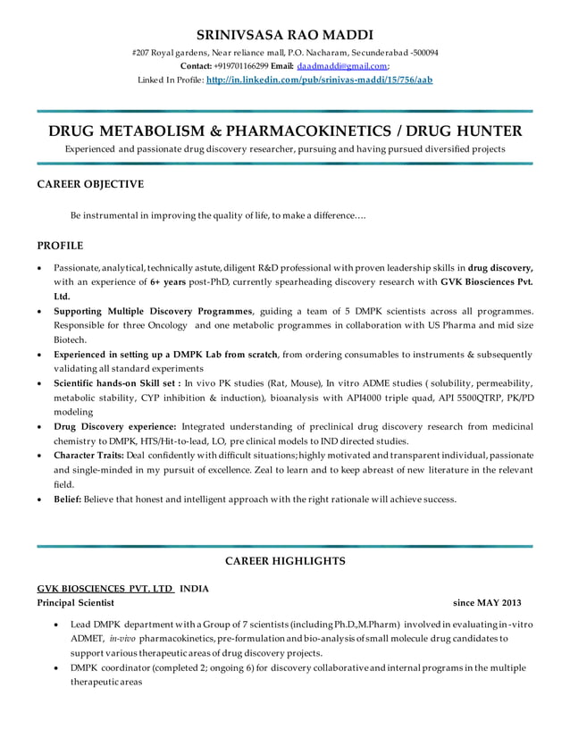 Srinivas Maddi CV _ Prinicipal scientist_ DMPK_ 2015 | DOCX