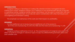 Marginal Costing, Features, Advantages , Disadvantage | PDF