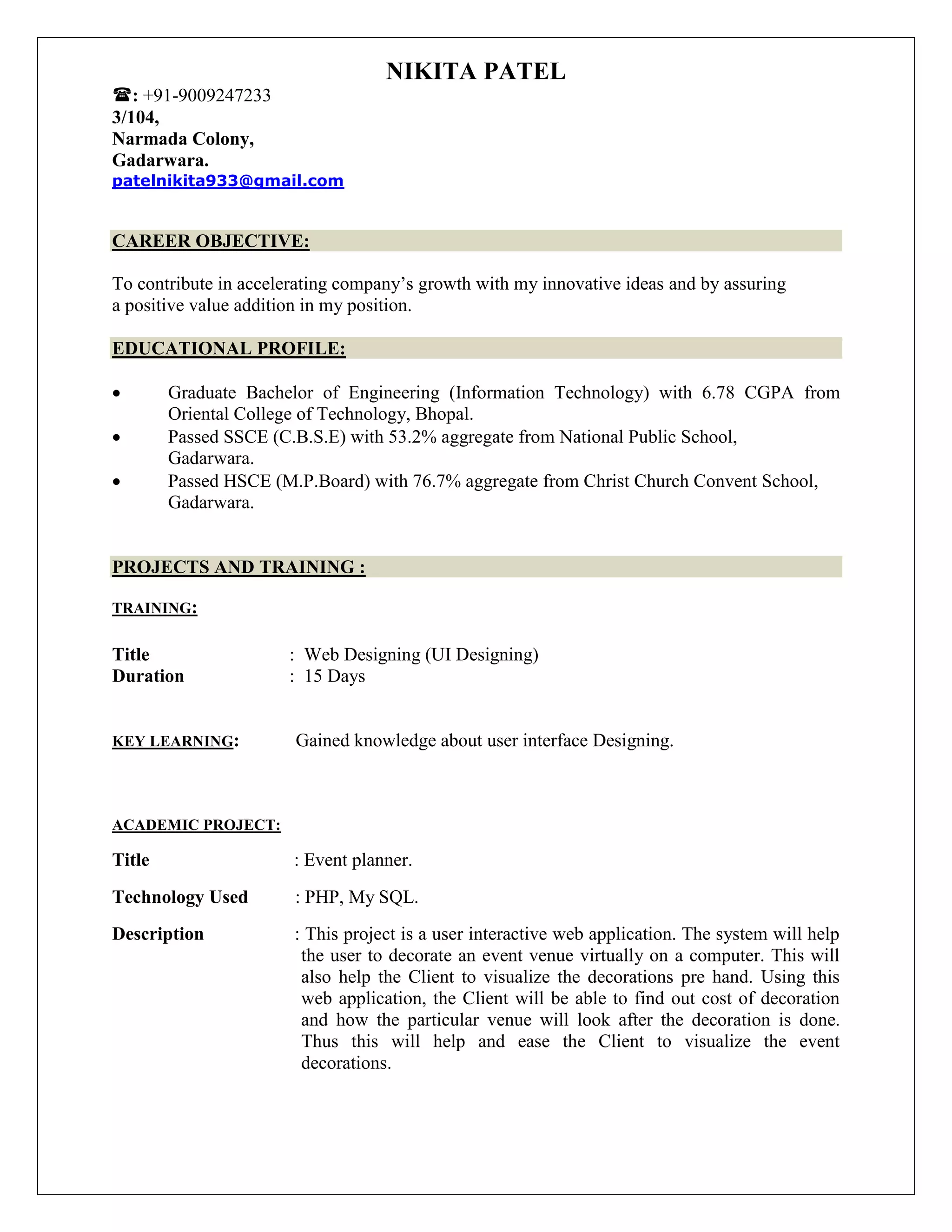 NikitaPatel_resume__ | PDF