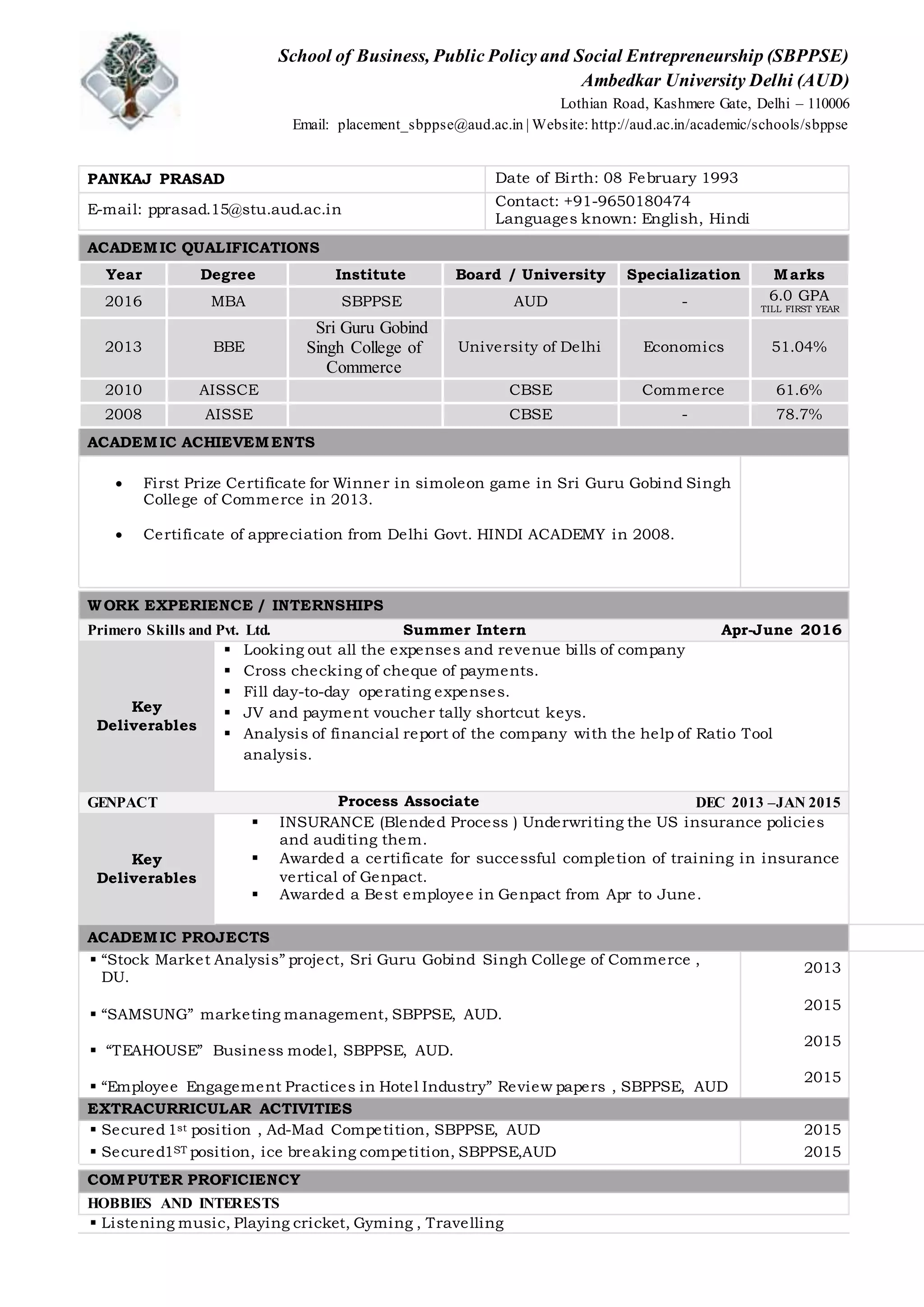 Pankaj prasad updated cv | DOCX