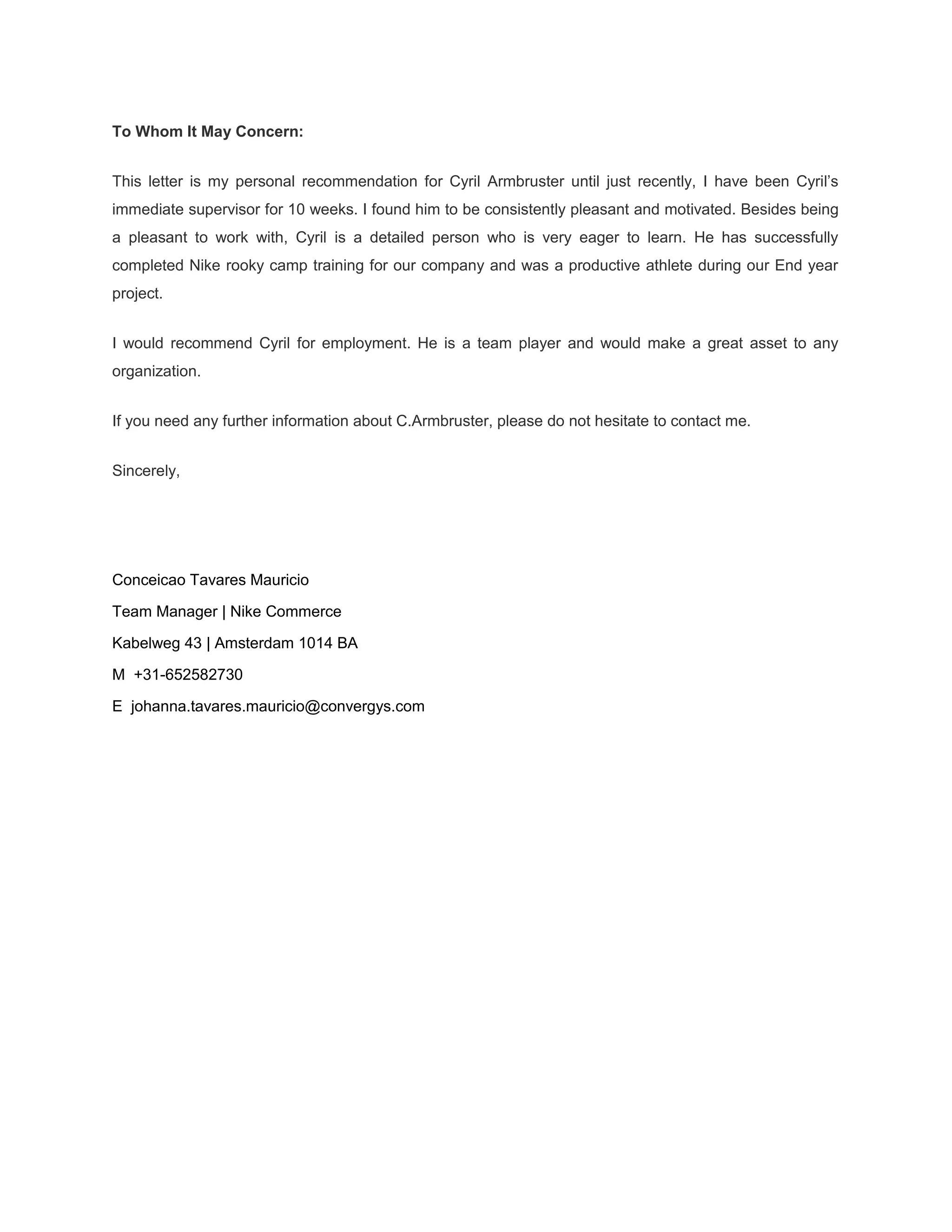 Cyril Recommendation Letter from Cons team leader | DOC