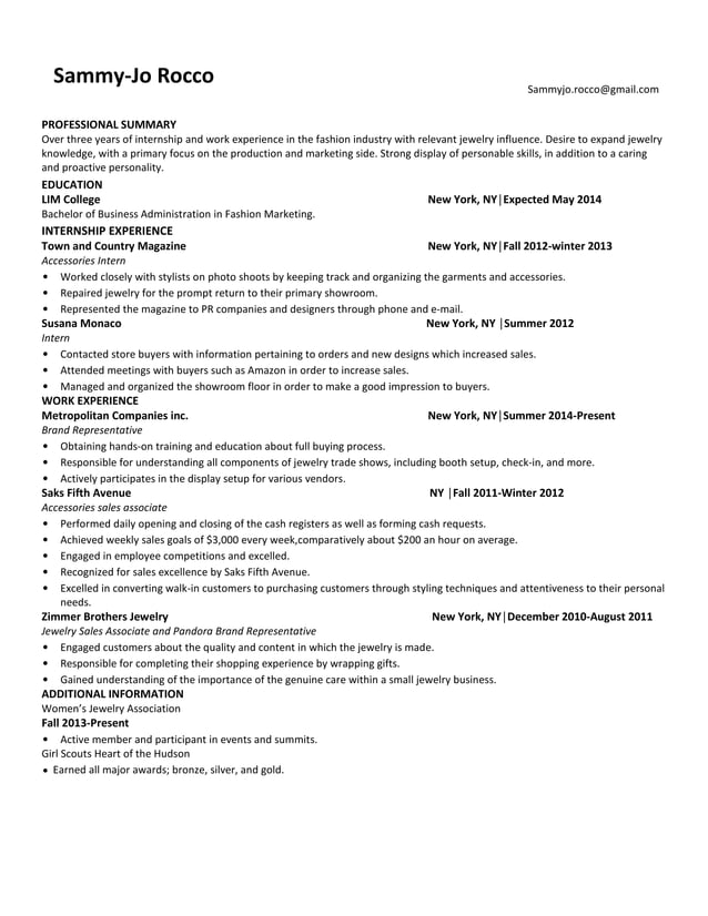 Sammy-Jo Resume PDF. | PDF | Sales | Business