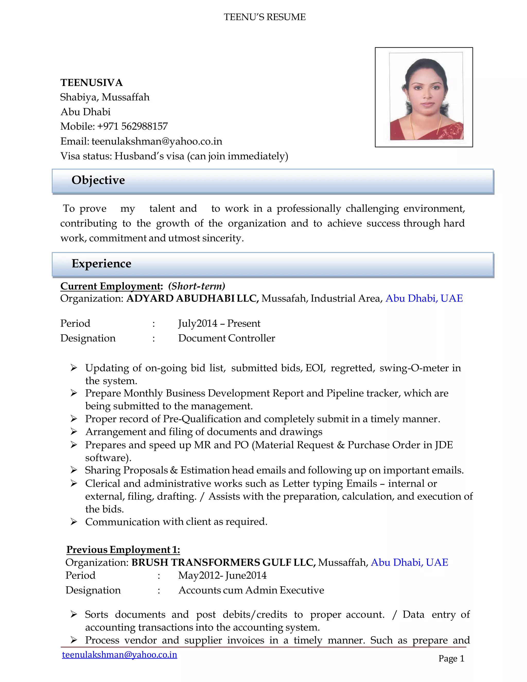 TEENU'S RESUME1 | PDF