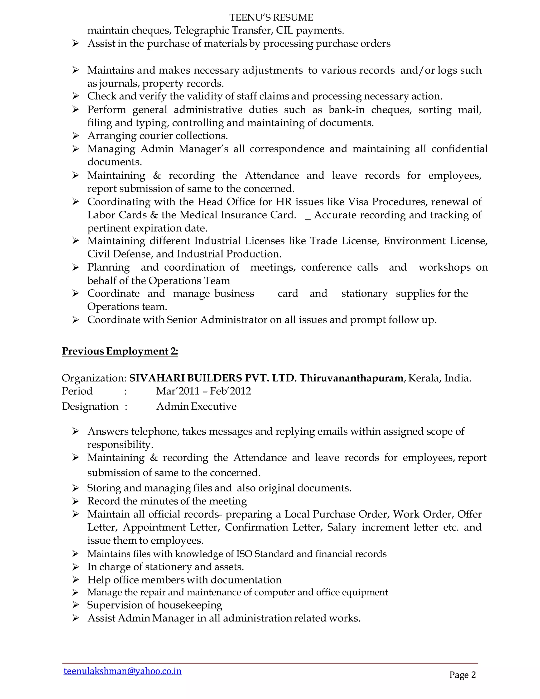 TEENU'S RESUME1 | PDF