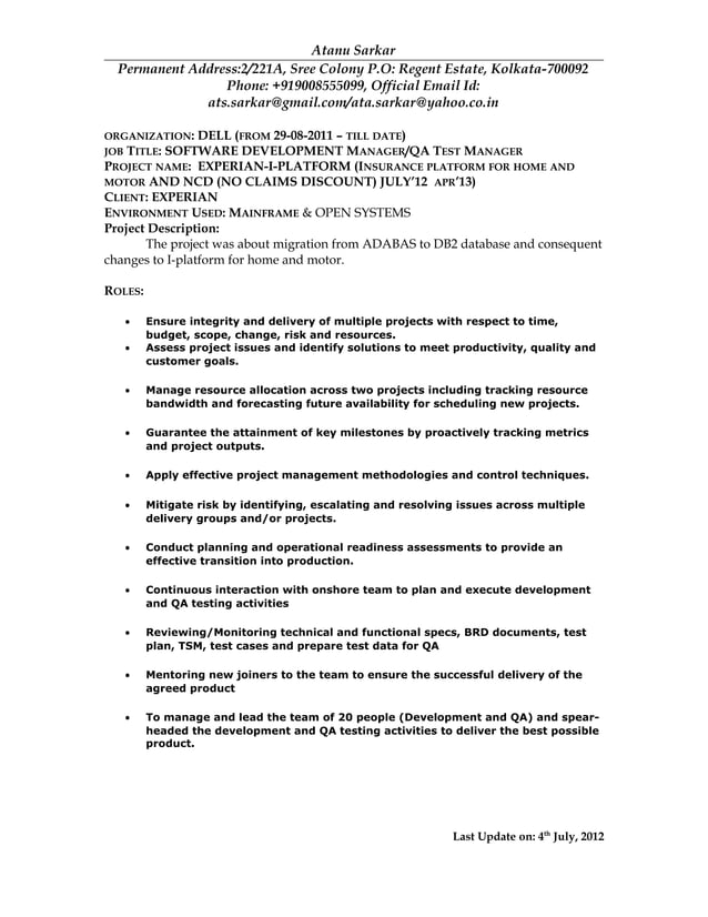 Atanu_Sarkar_Resume | PDF
