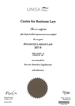 Advanced labour Law Certificate | PDF