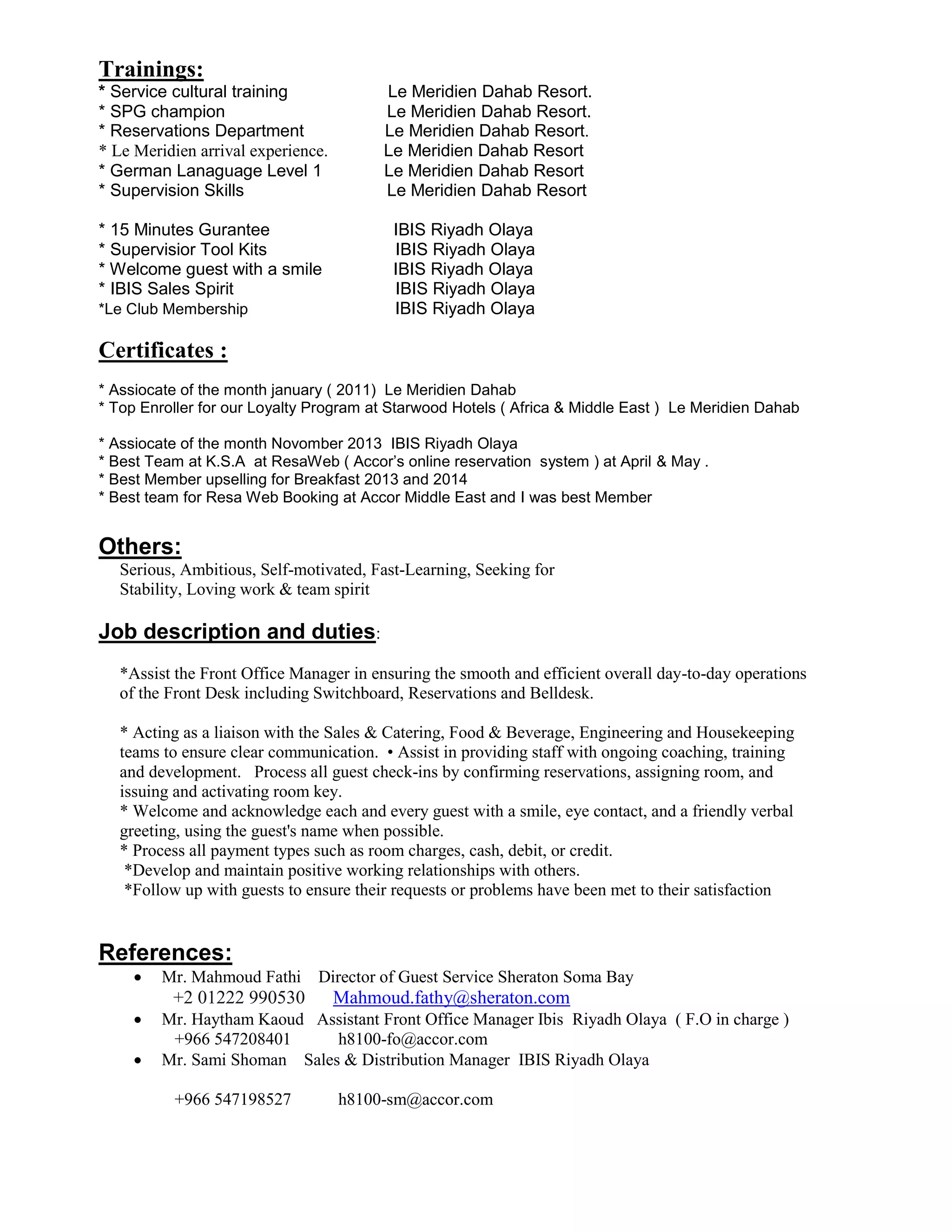 Ahmed Askar CV | PDF | Hospitality Industry | Industries