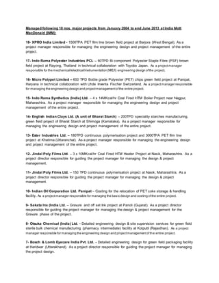 Projects handled at India Mott MacDonald | DOCX