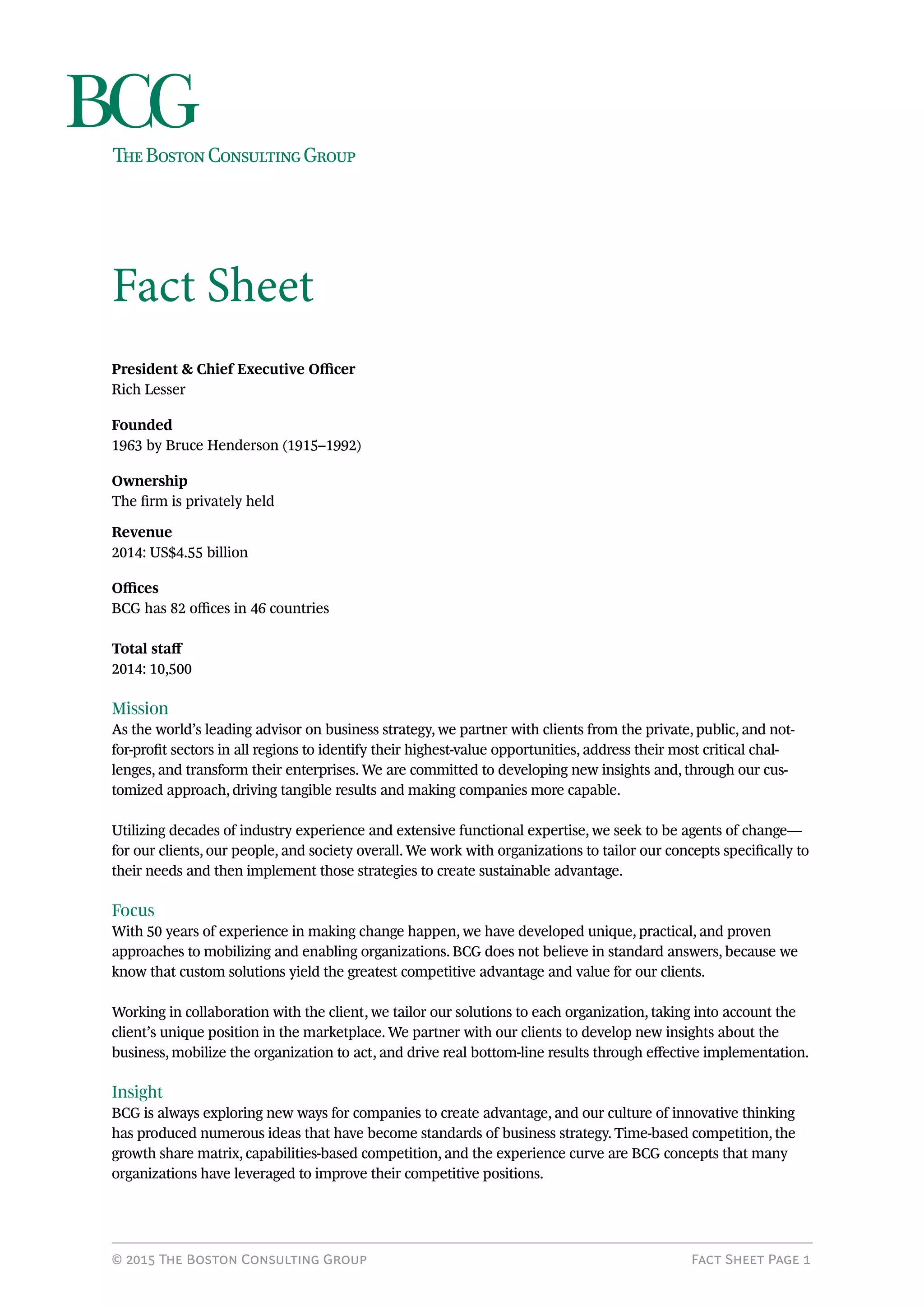 BCG Fact Sheet | PDF