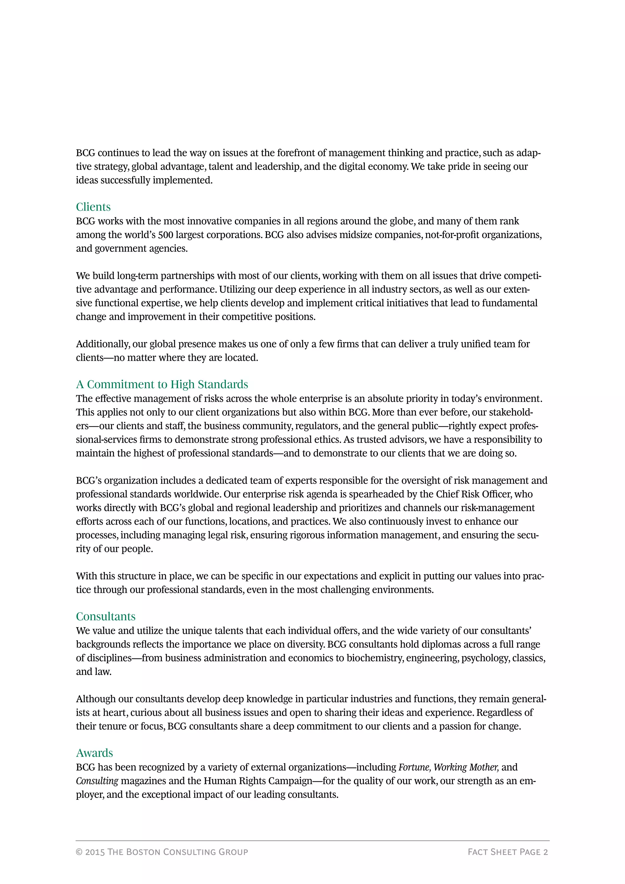 BCG Fact Sheet | PDF