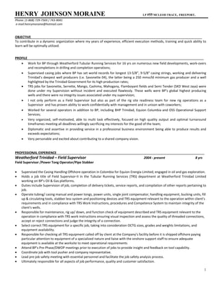 Henry Moraine's resume | PDF