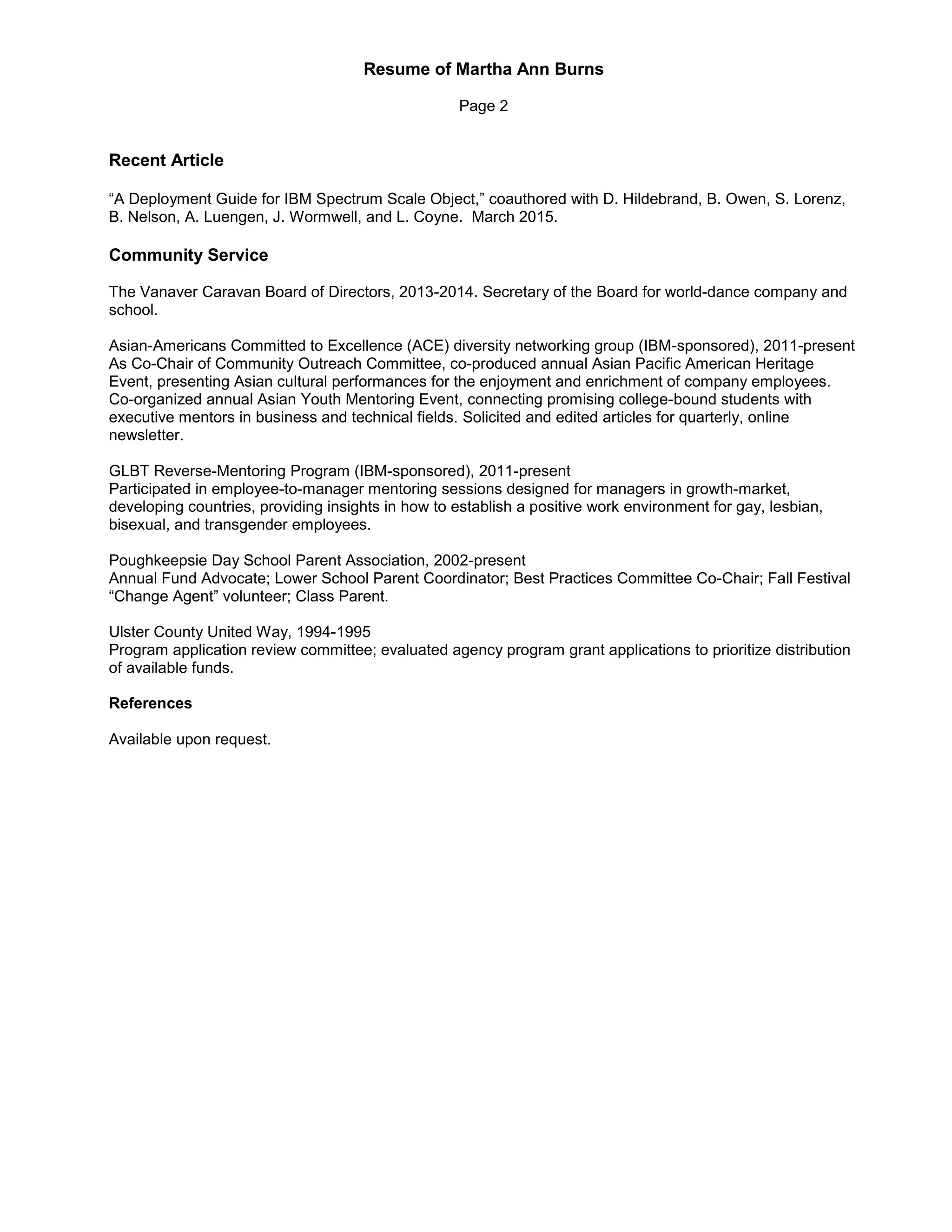 Martha Burns Resume | PDF