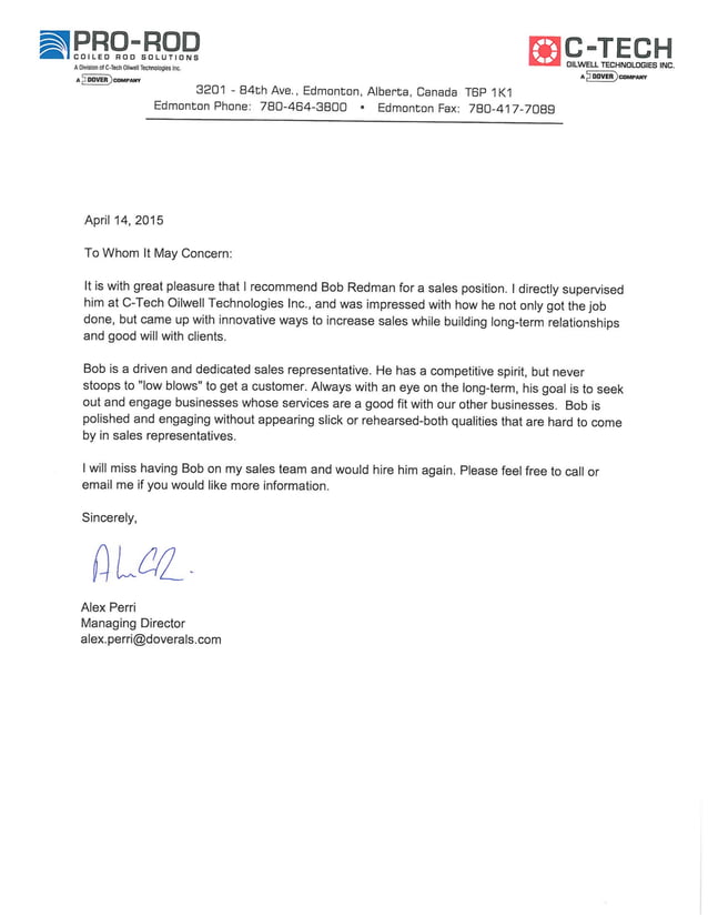 Alex Perri Reference Letter | PDF