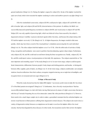 Artificial Implants and the Field of Visual Prosthesis Research Paper | PDF