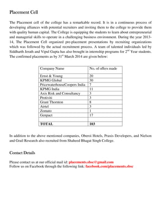 Placement Cell Brochure | PDF