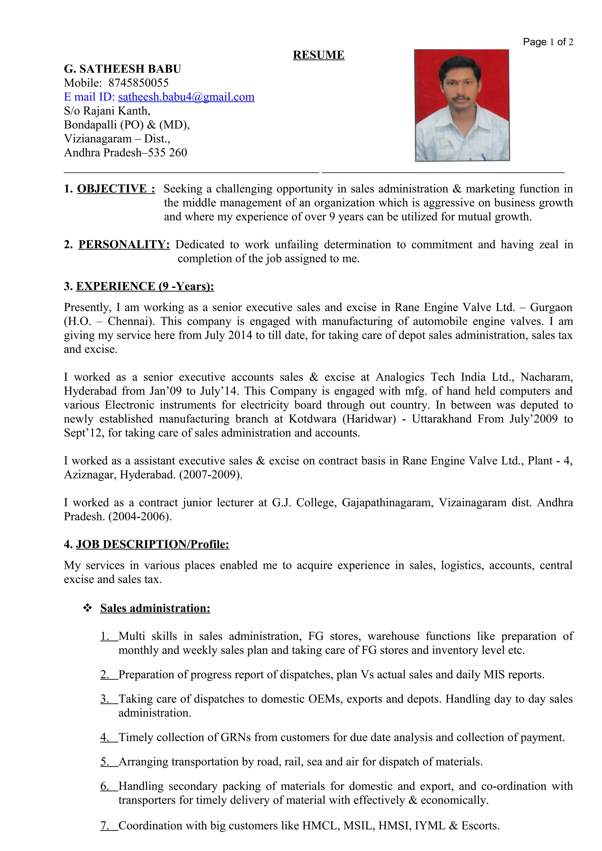 Satheesh Resume | DOC
