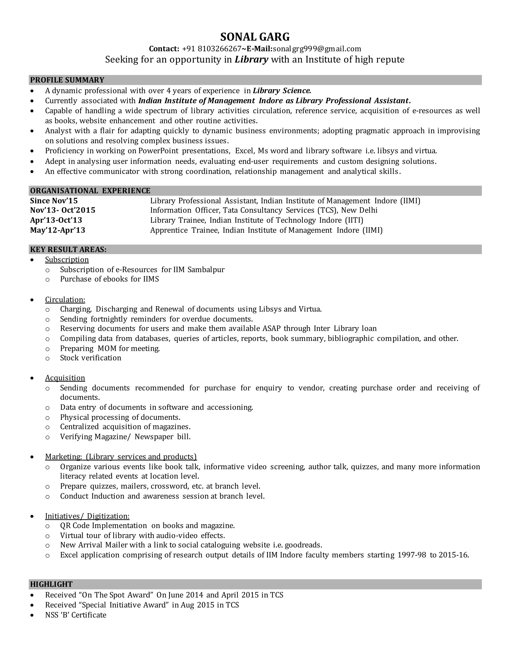 Sonal Garg Resume (1) | PDF