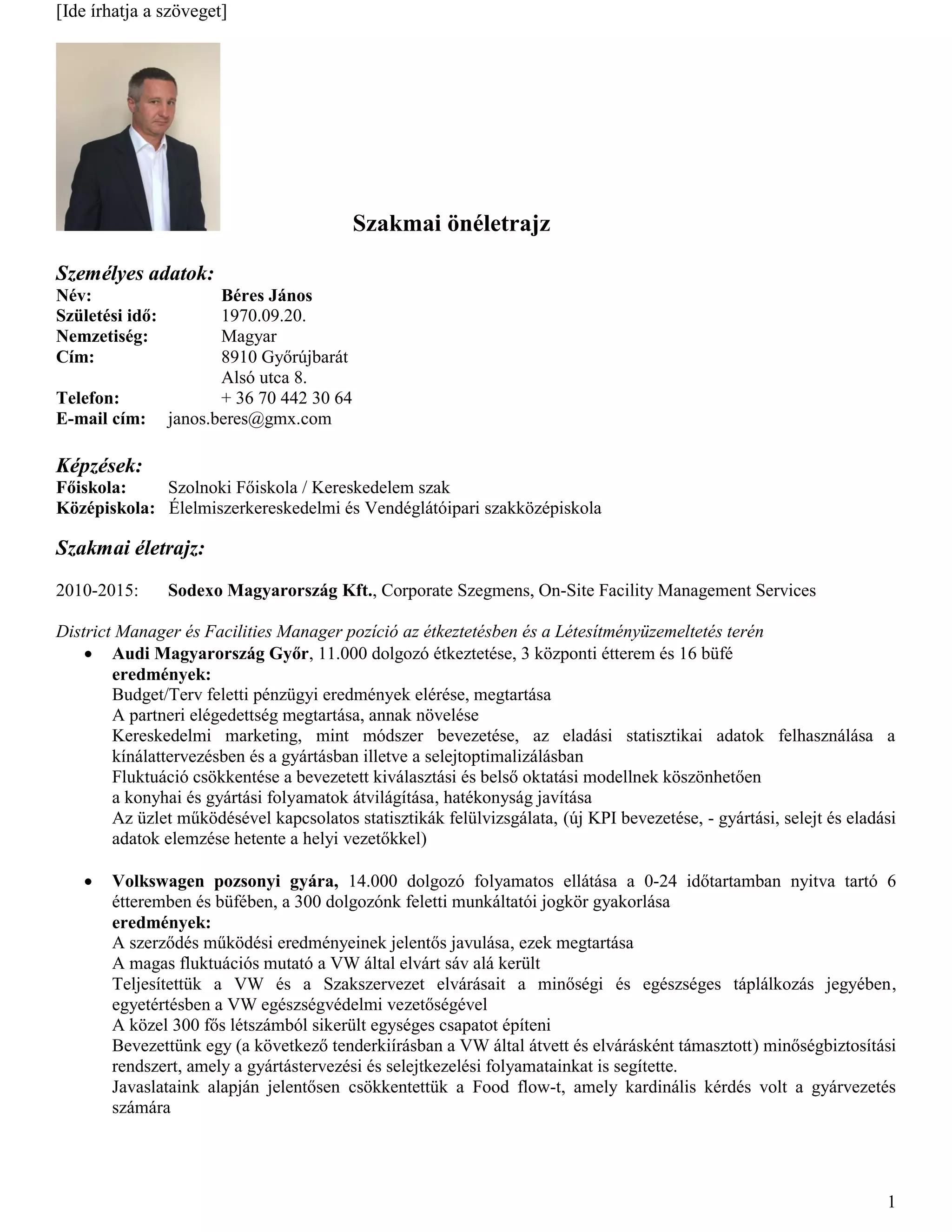 BeresJanos_-HUN CV | PDF