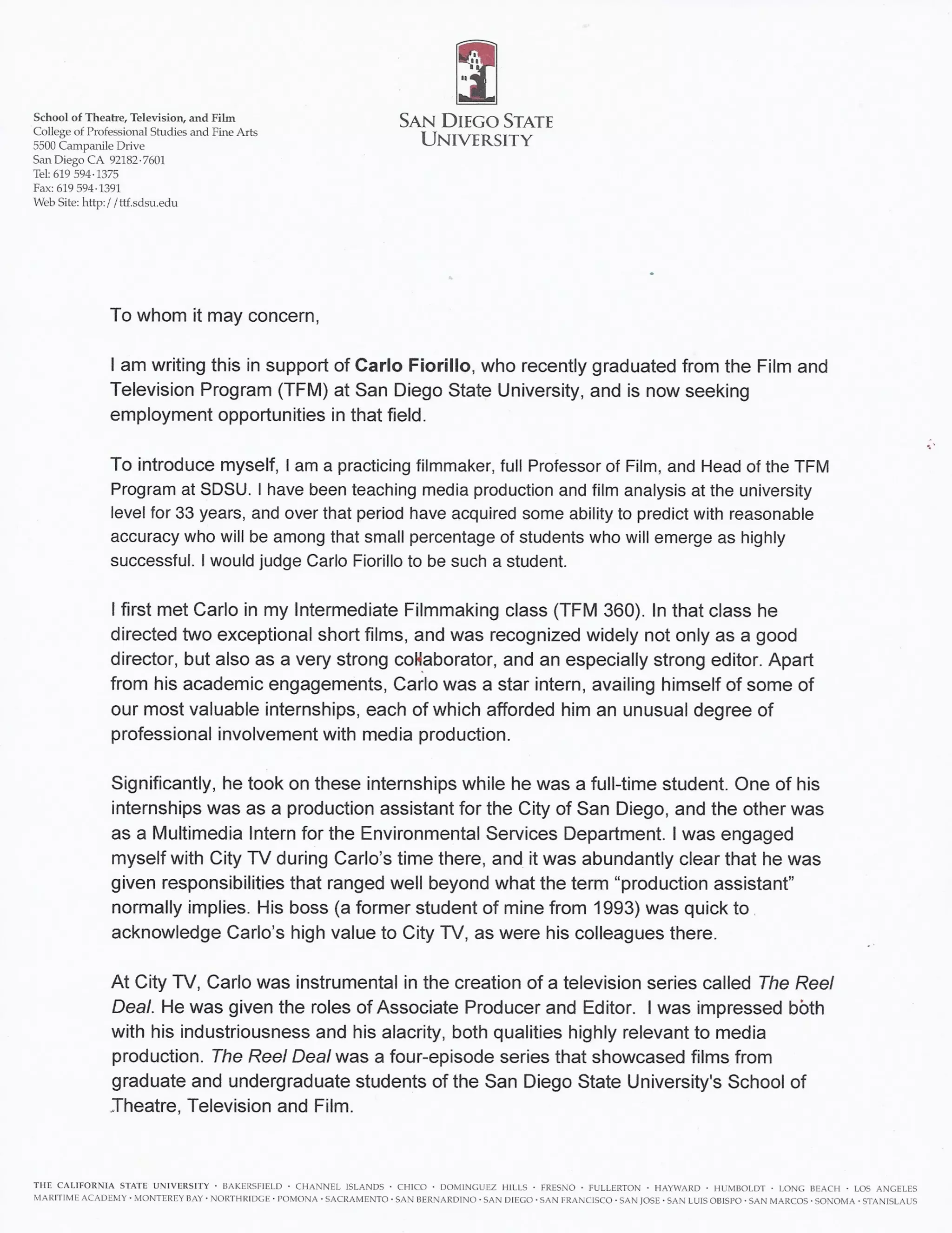 Letter of Recommendation from Greg Durbin | PDF