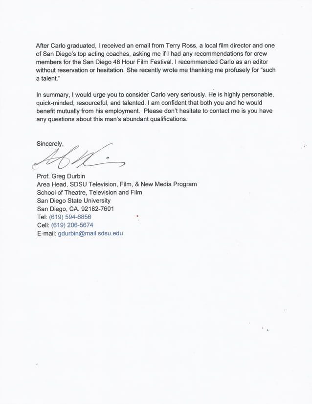 Letter of Recommendation from Greg Durbin | PDF