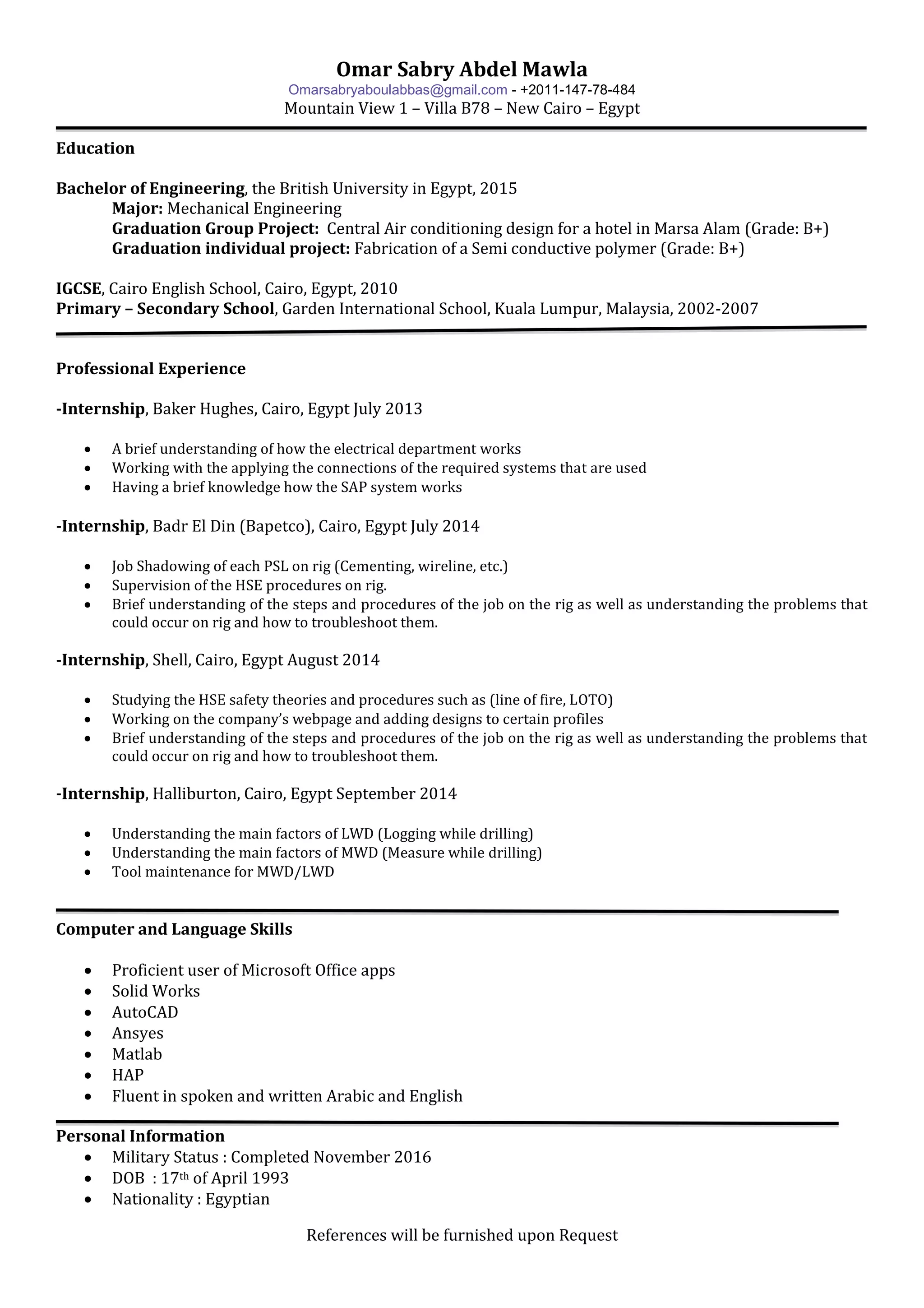 Omar Sabry's CV Updated (1) | PDF