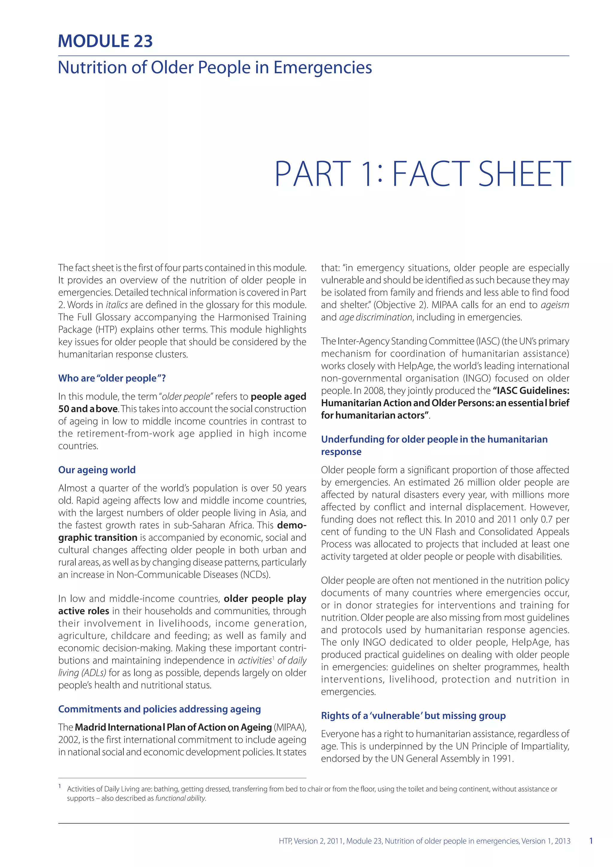 HTP-module-23-fact-sheet | PDF | Senior Health | Healthy Living