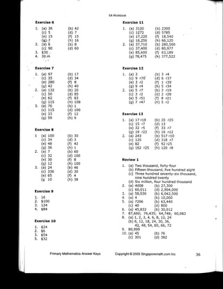Singapore Math - 5A - Answer Keys | PDF