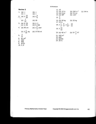 Singapore Math - 5A - Answer Keys | PDF