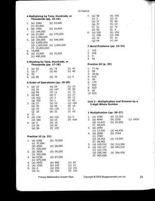 Singapore Math - 5A - Answer Keys | PDF