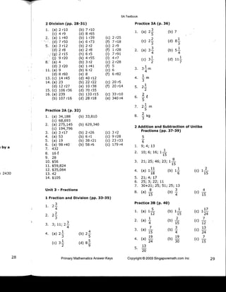 Singapore Math - 5A - Answer Keys | PDF