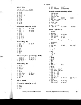 Singapore Math - 5A - Answer Keys | PDF