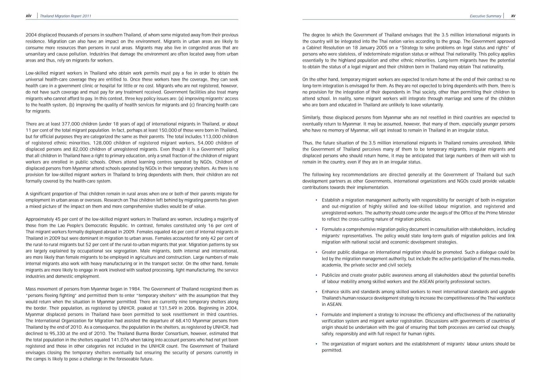 Thailand Migration Report 2011 | PDF