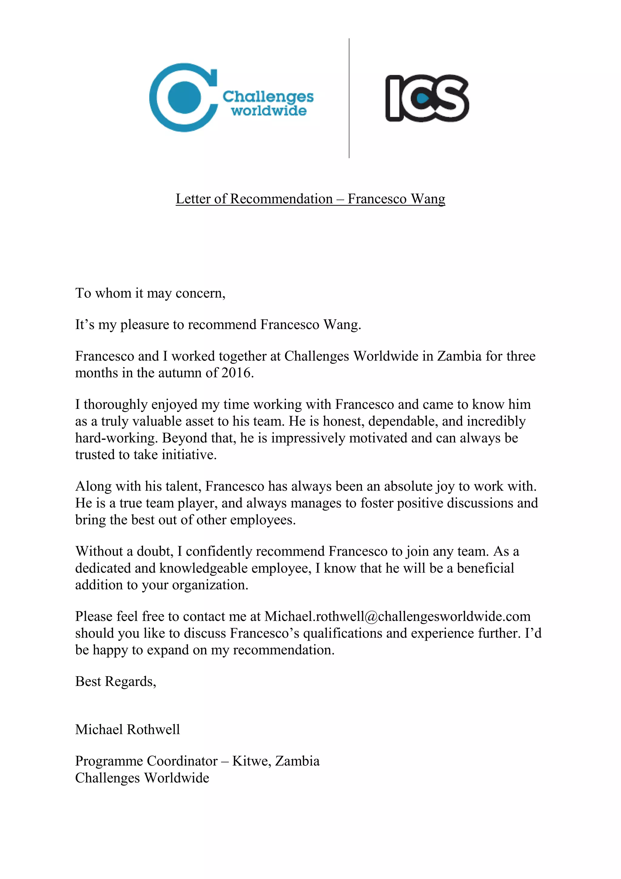 Letter of Recommendation | PDF