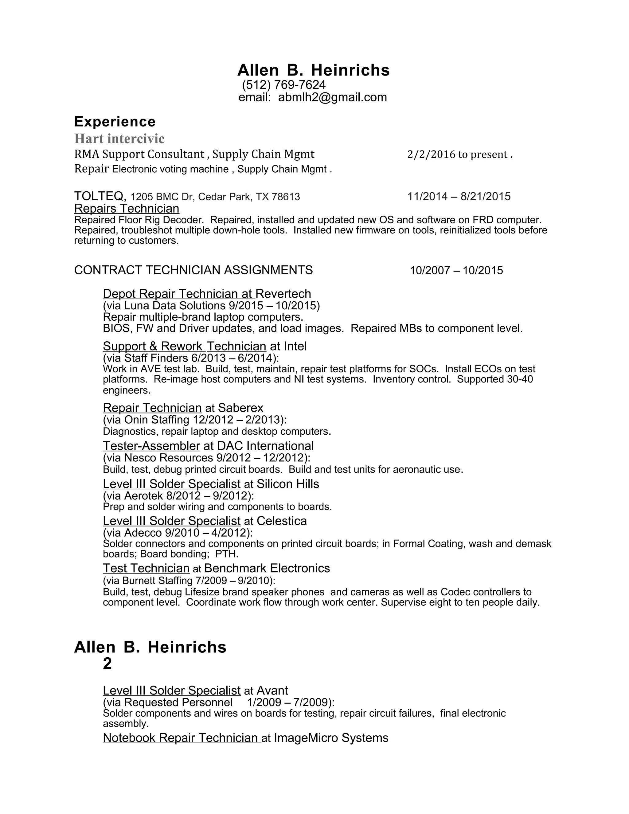 ALLEN HEINRICHS RESUME | DOC