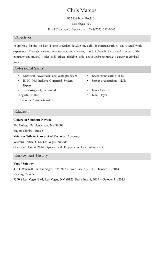 Chris Marcos Resume | PDF