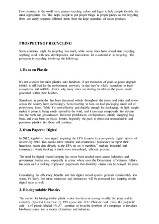 RECYCLING AS WASTE REDUCTION,TREND AND PROSPECTS | PDF