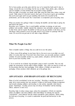 RECYCLING AS WASTE REDUCTION,TREND AND PROSPECTS | PDF