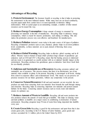 RECYCLING AS WASTE REDUCTION,TREND AND PROSPECTS | PDF