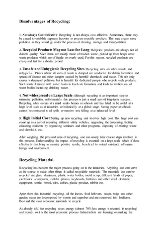 RECYCLING AS WASTE REDUCTION,TREND AND PROSPECTS | DOCX