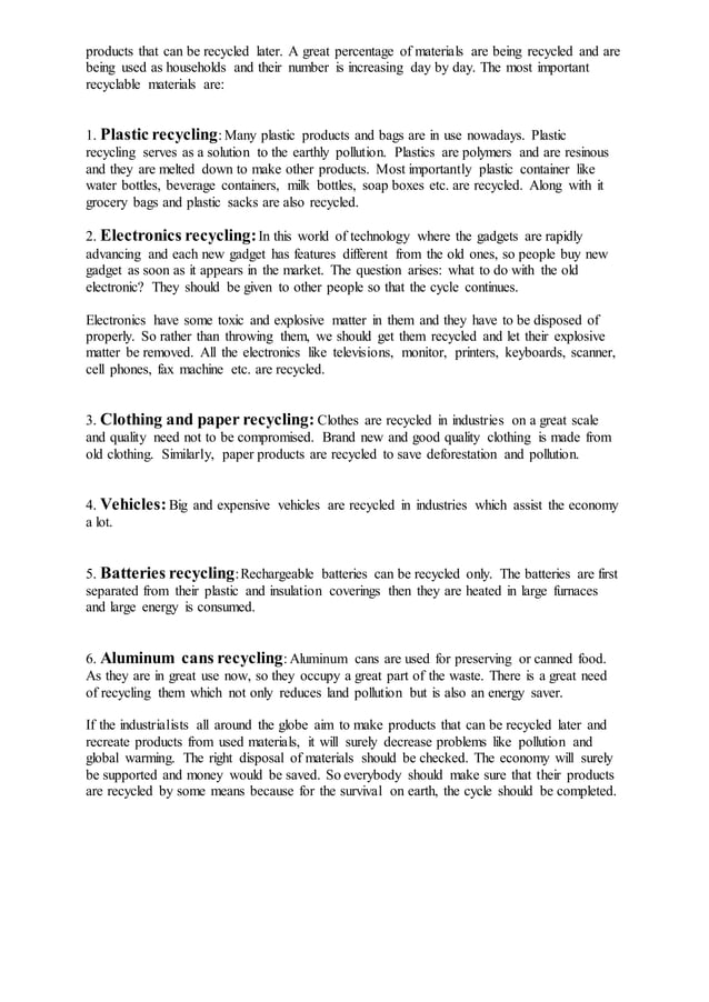 RECYCLING AS WASTE REDUCTION,TREND AND PROSPECTS | PDF