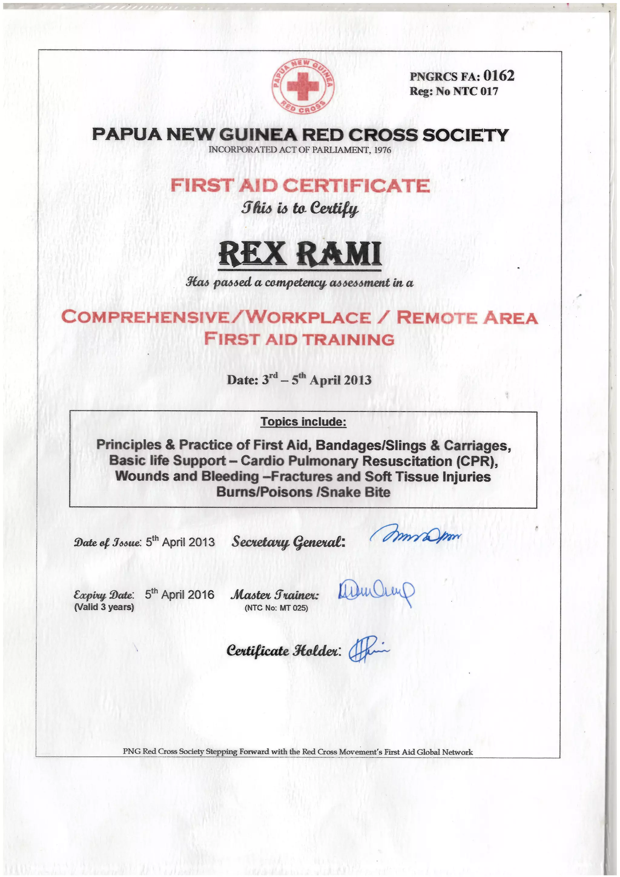 FIRST AID CERTIFICATE | PDF